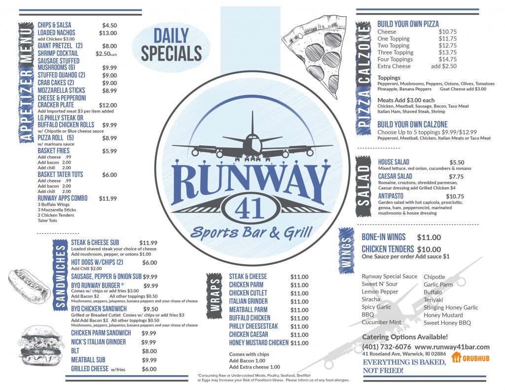 Menu – Runway 41 Sports Bar & Grill